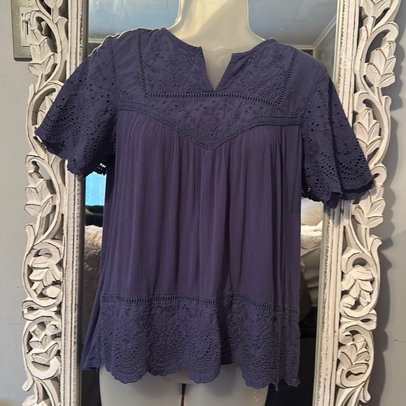 Knox Rose | Tops | Knox Rose Nwot Periwinkle Blue Top Eyelet Sleeves ...